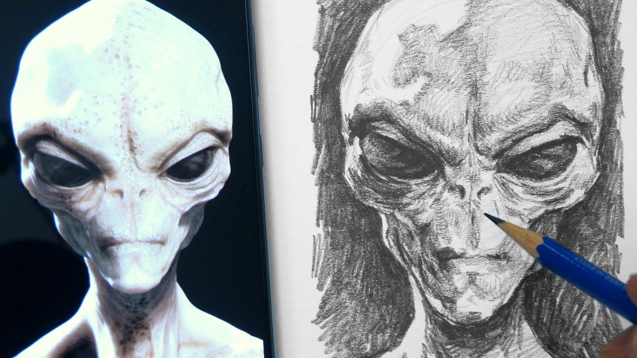 Drawing An Alien Head Step By Step Youtube