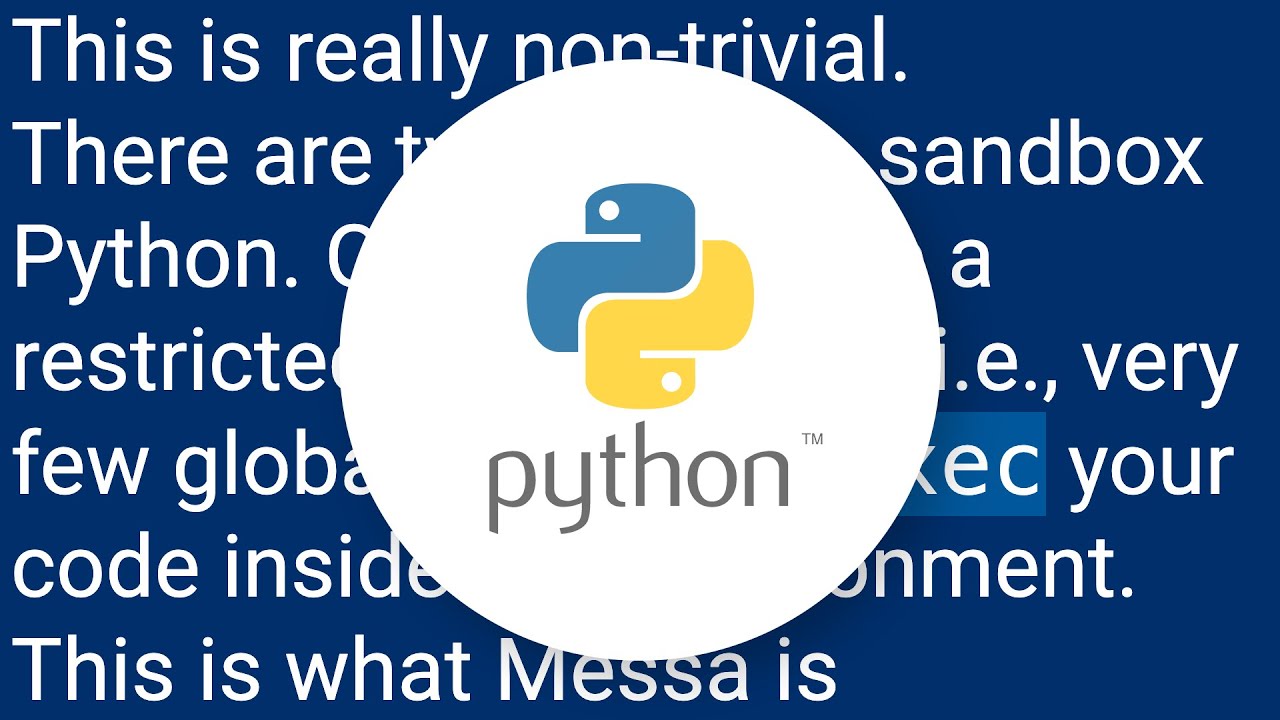 How Can I Sandbox Python In Pure Python Youtube