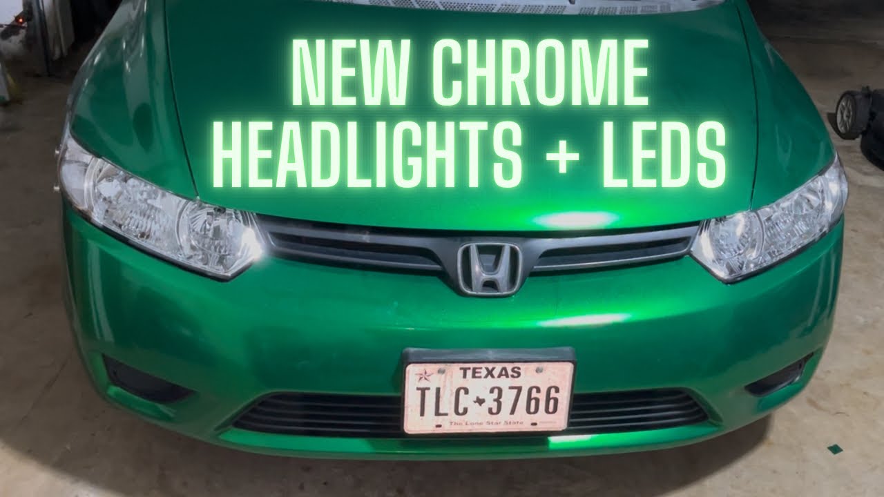 Installing Chrome Headlights And Leds On A Honda Civic Youtube