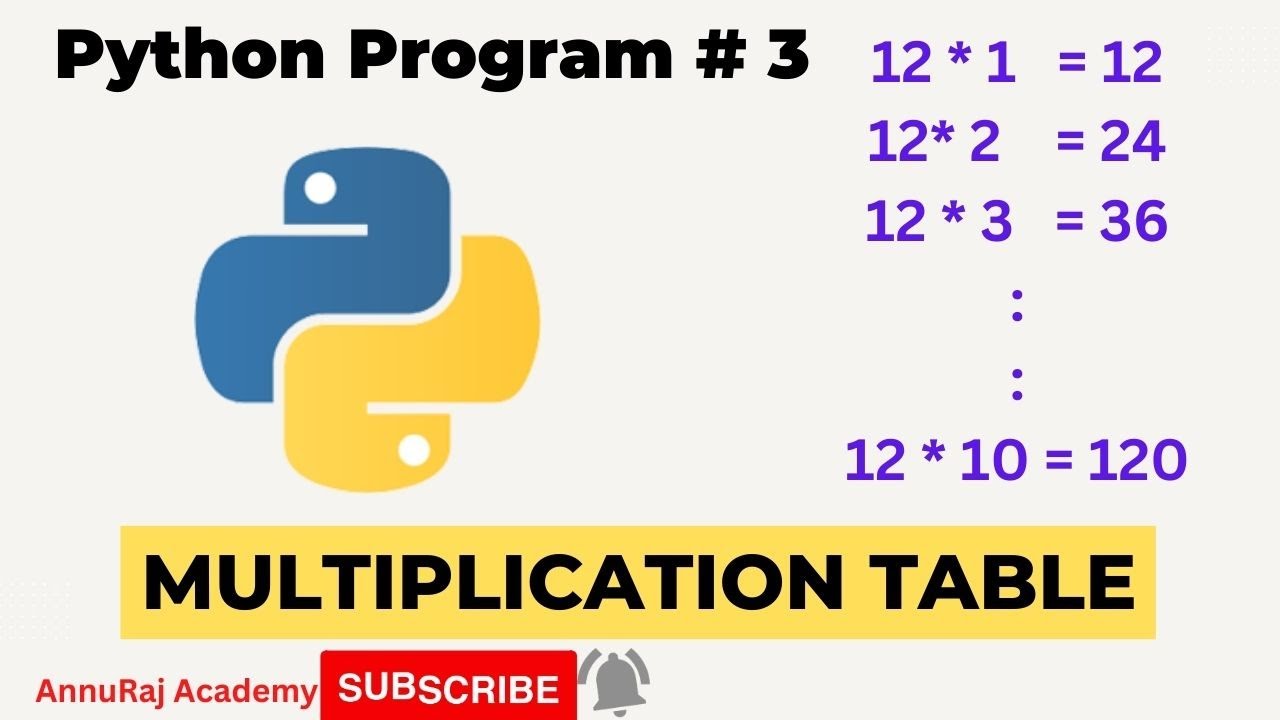 Python Program Multiplication Table Program In Python Youtube