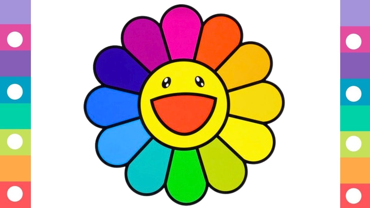 How To Draw A Rainbow Flower Rainbow Flower Drawing And Coloring