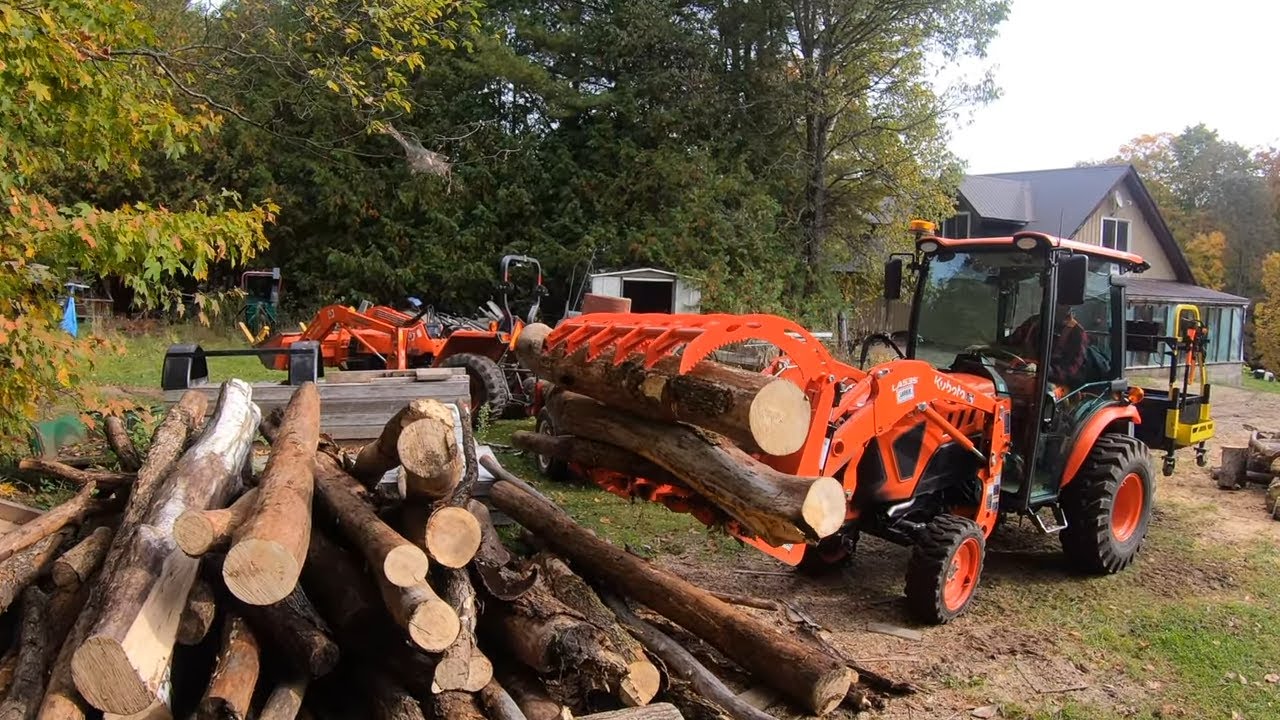 615 Homestead Grapple Kubota Lx2610 Tractor Harvesting Dry Elm