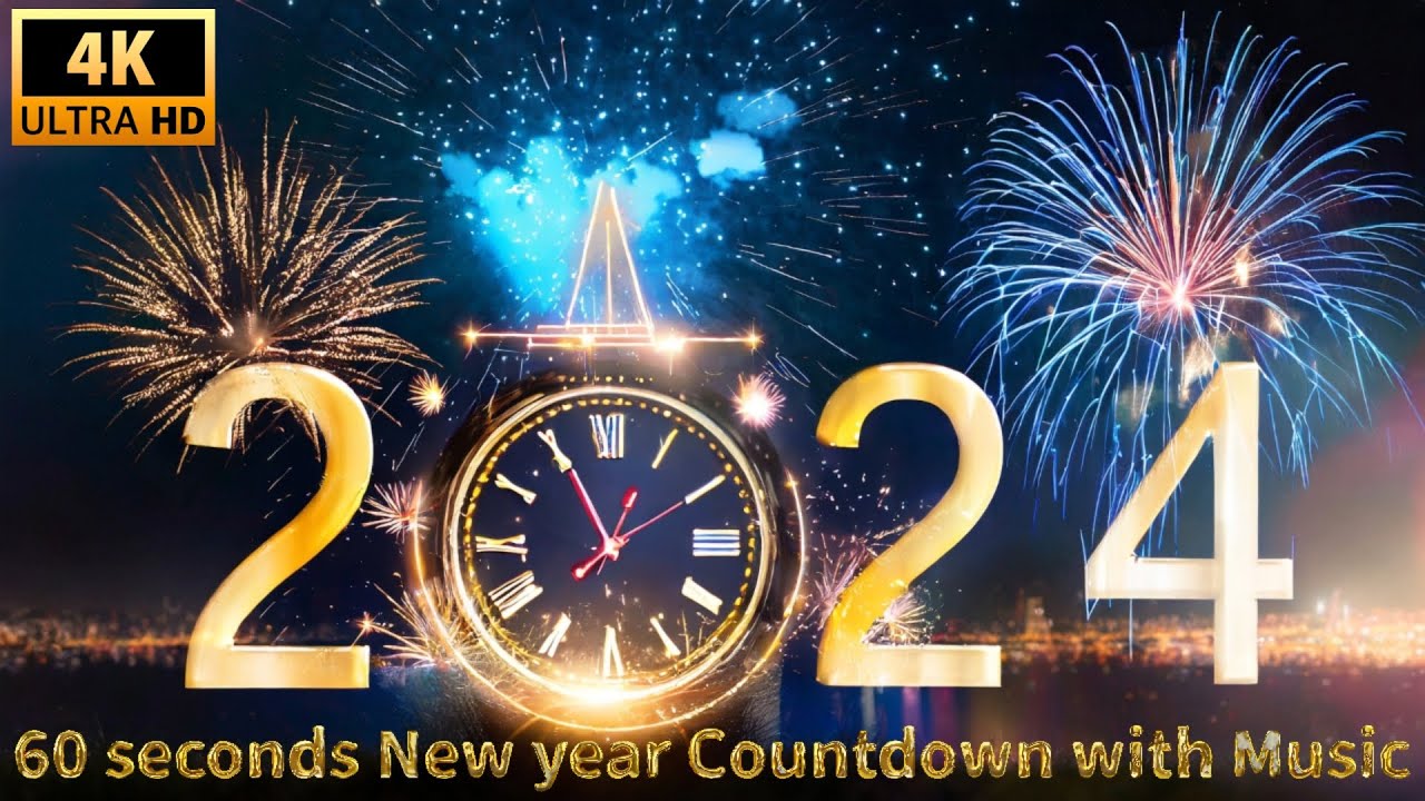60 Seconds In 4k New Year Countdown Timer To 2024 With Music пёџhappy