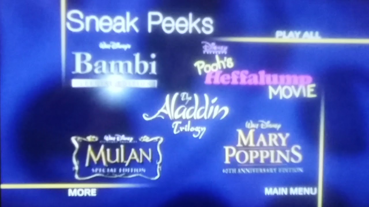 Sneak Peeks Menu From Aladdin 2 Disc Special Edition Youtube