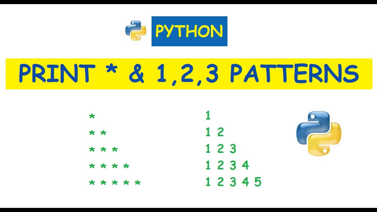 Python Print Pattern Print 1 2 3 Patterns Youtube