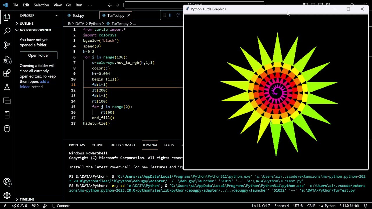 Python Turtle Graphics Animation Triangle Circle Youtube