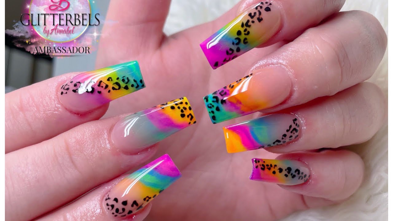 Rainbow Leopard Print Nails