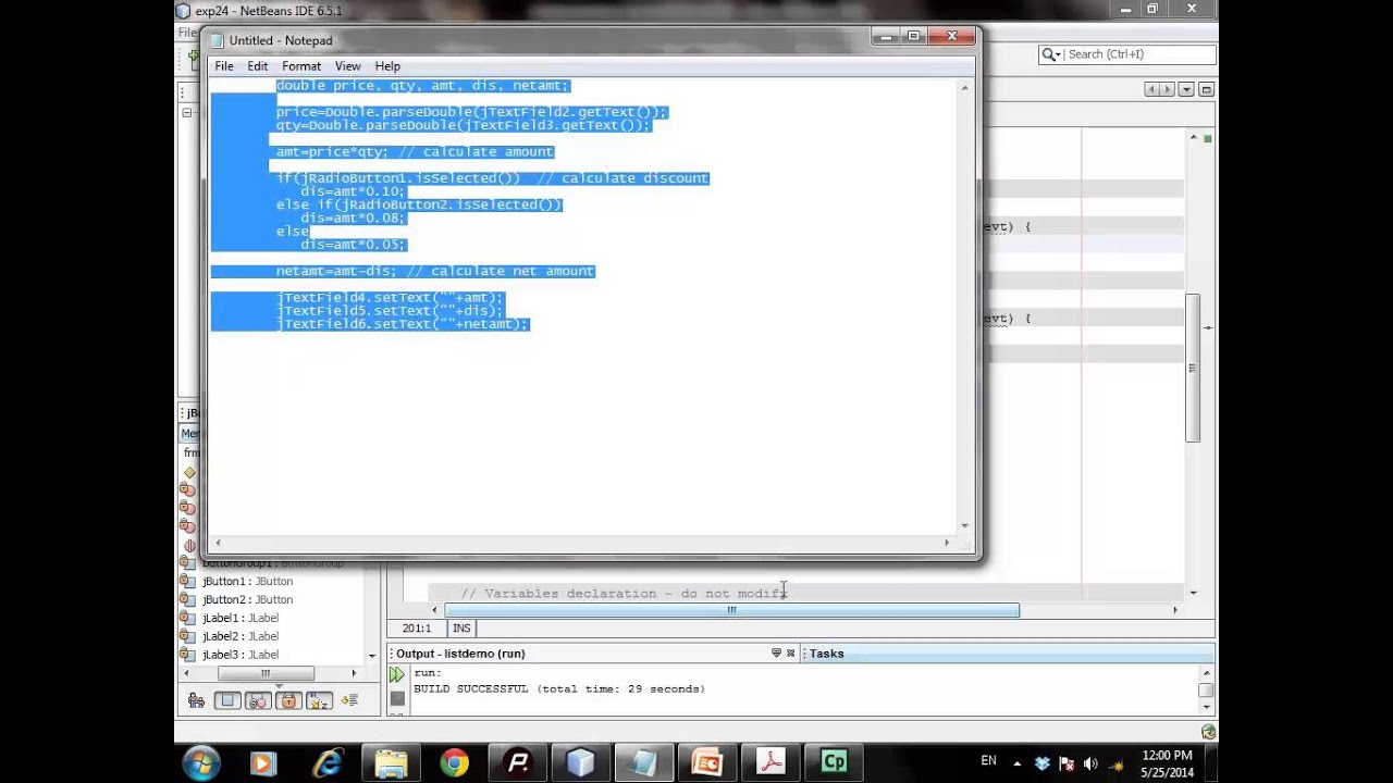 Jradiobutton Demo Using Netbean Ide Youtube