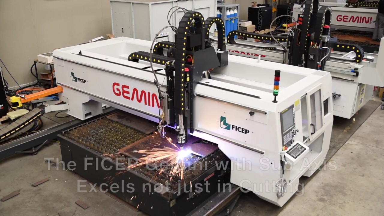 Ficep S Gemini Plate Processor With Sub Axis Spindle Positioning Youtube