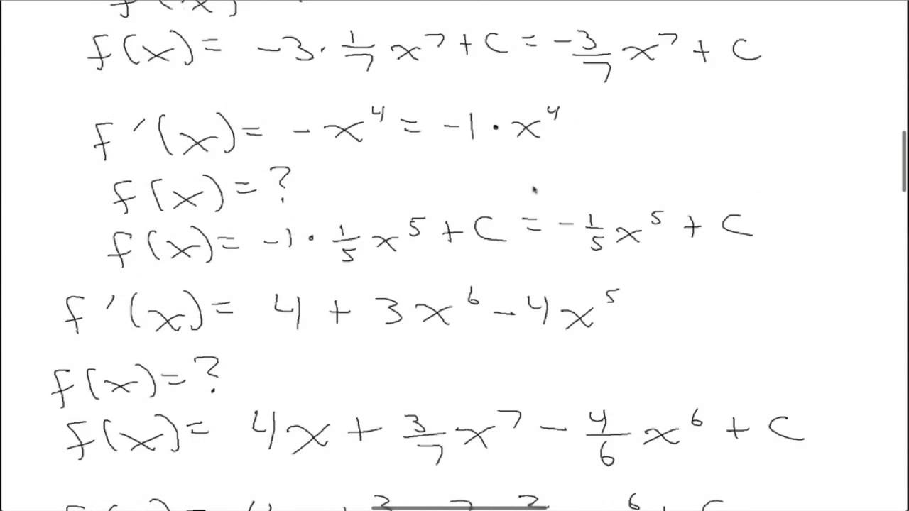 Calculus Antiderivatives 1 Youtube