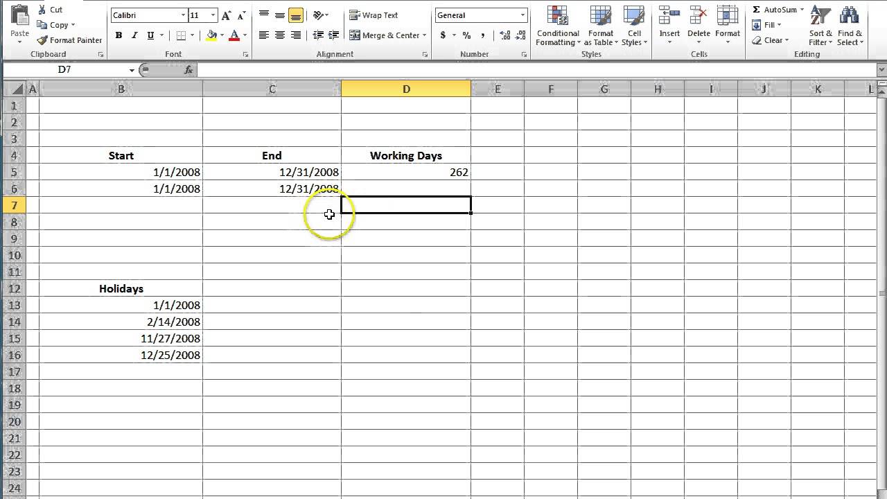 Excel Calculate Difference Between Two Dates Working Days Catalog Library