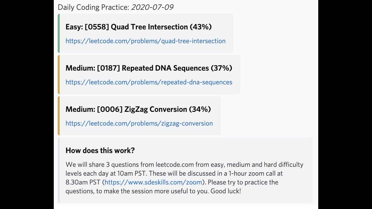 Daily Coding Practice Questions 2020 07 09 Session 2020 07 10