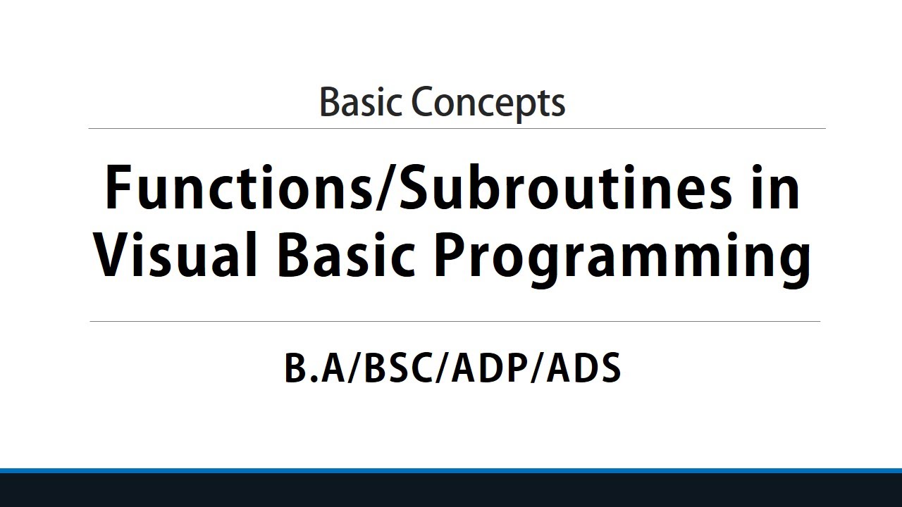 Functions Subroutines In Visual Basic Programming Youtube