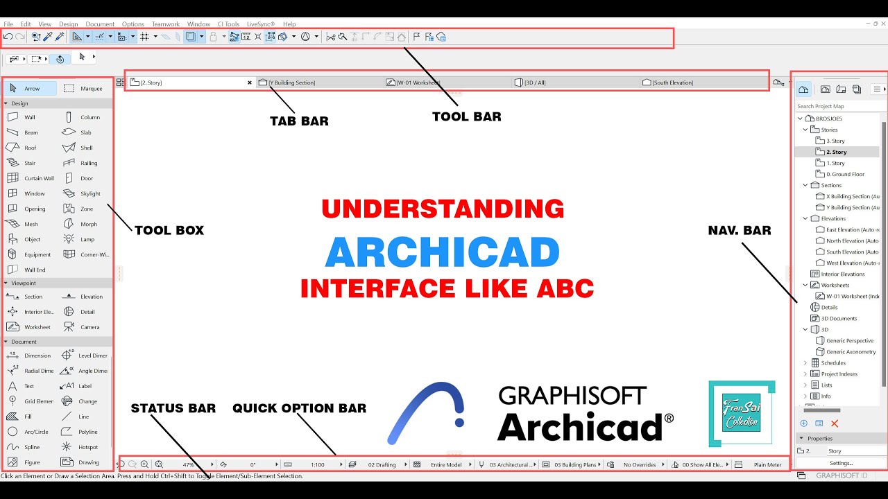 Archicad Interface Explained For Beginners Complete Tour Tips Youtube