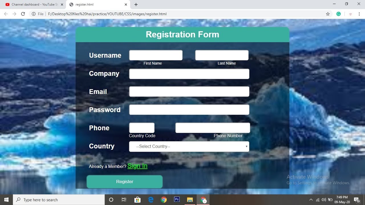 How To Create Transparent Login Form And Registration Form Design Using