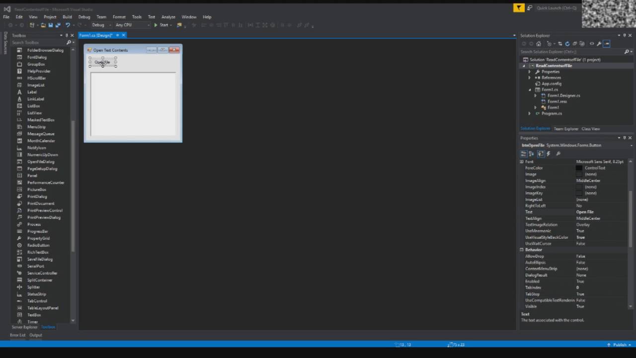 C Windows Forms Application How To Read Contents Of File Into