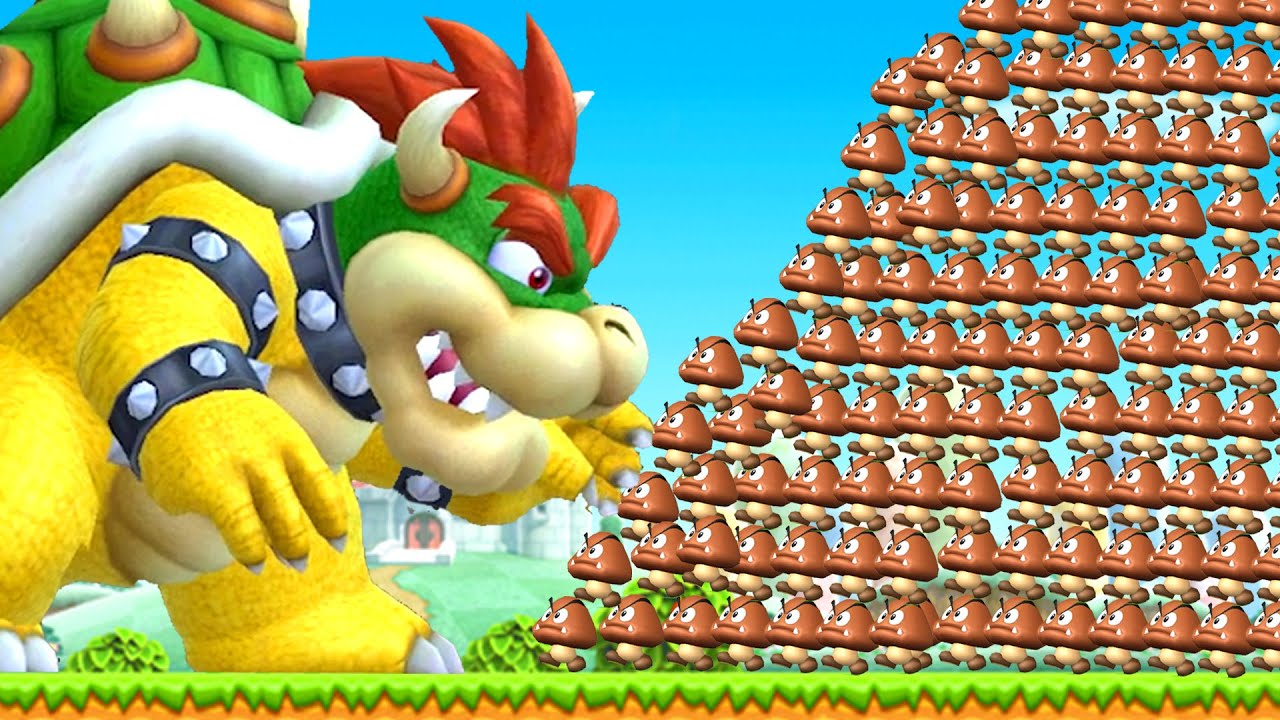 What Happens If Bowser Fight Vs 999x Goombas In Nsmbw Youtube
