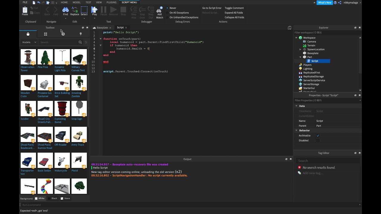 How To Handle Touch Events In Roblox Studio Youtube