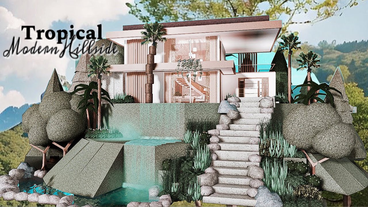Bloxburg Tropical Modern Hillside House Build Tour 笙 Youtube