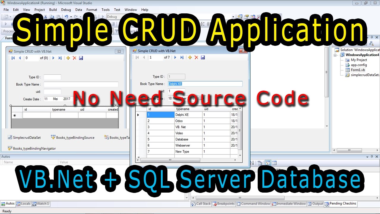 Simple Crud Application With Vb Net And Ms Sql Server Database No