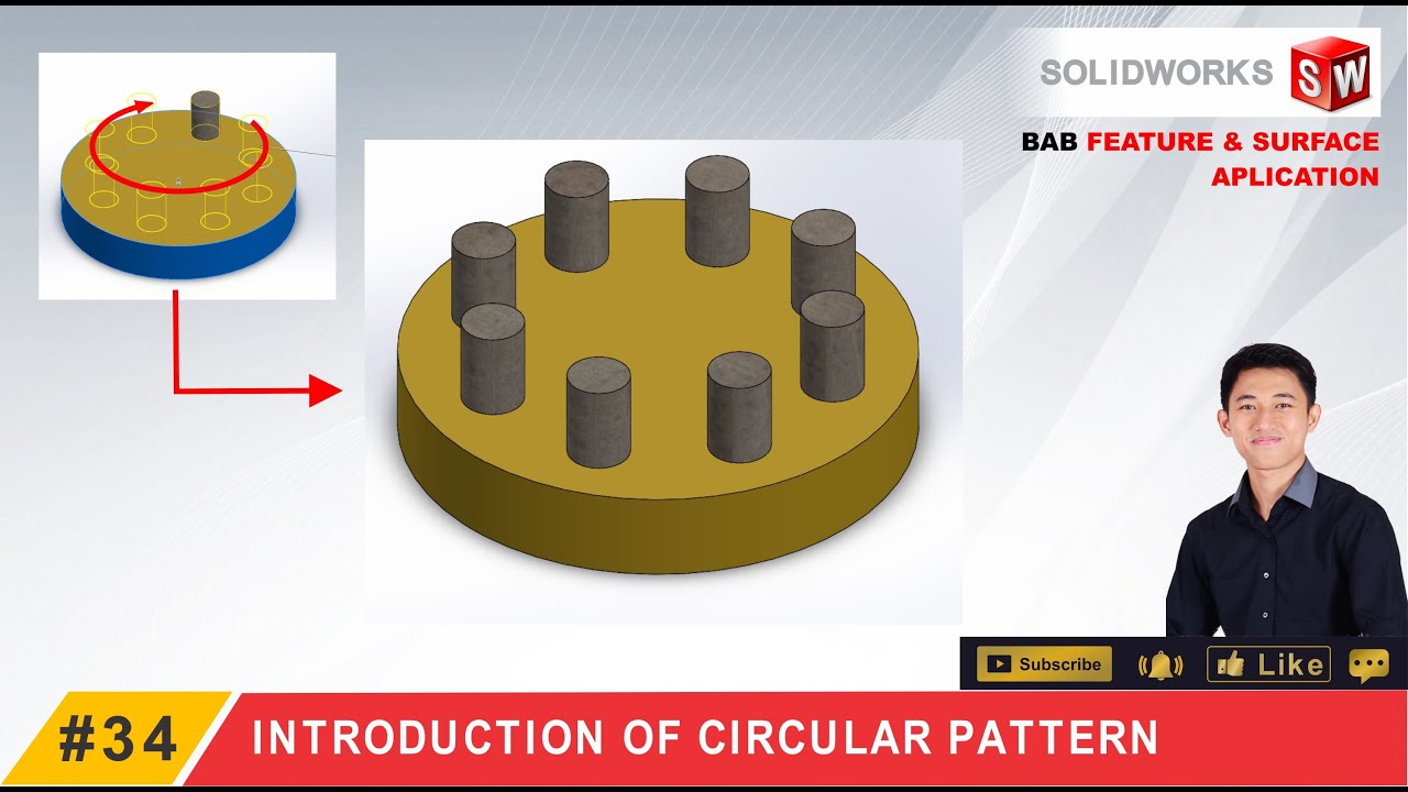 Solidworks 34 Introduction Of Circular Pattern Youtube