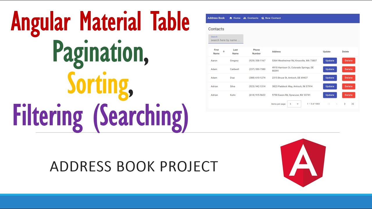 Angular Material Table Pagination Sorting And Filtering Searching