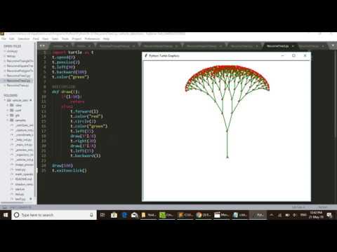 Python Turtle Graphics Recursive Binary Tree 2 Youtube