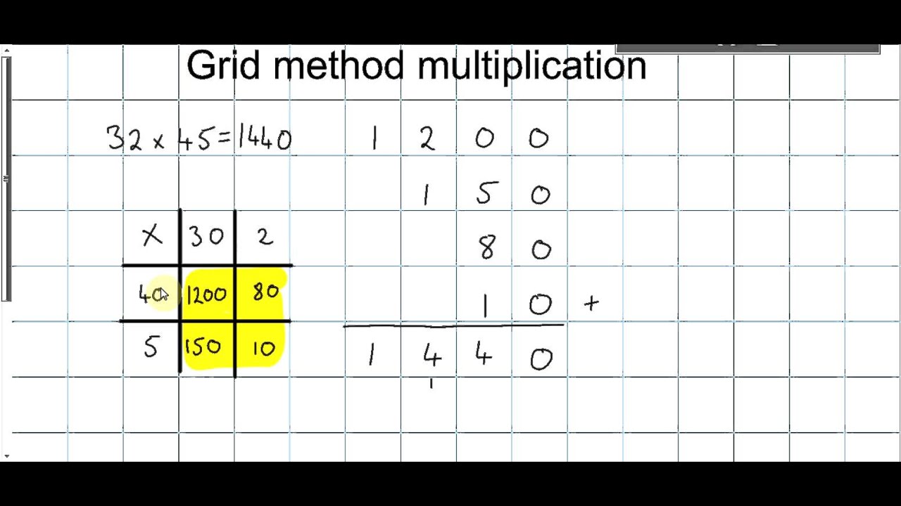 Multiplying Using The Grid Method Youtube