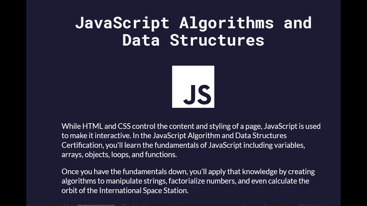 Freecodecamp Org Javascript Algorithms And Data Structures 23 33