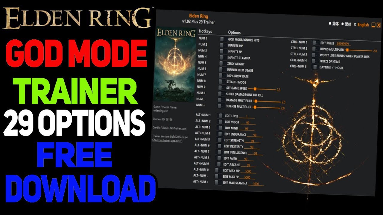 Elden Ring Trainer Hack Many Functions 29 Free Download Pc Youtube