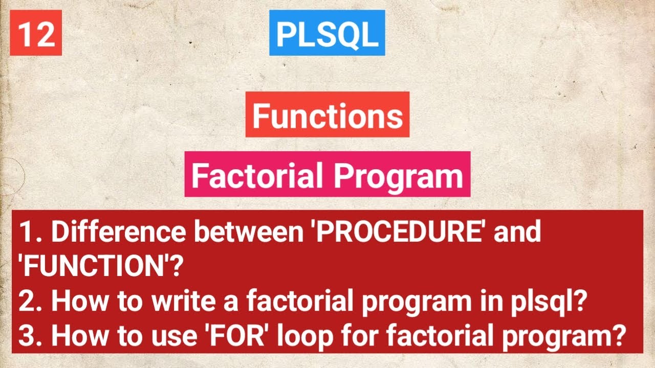 Plsql Functions Factorial Program Youtube