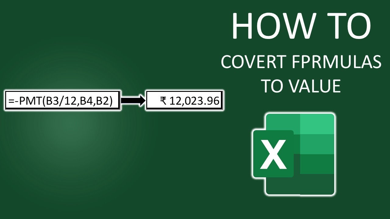 How To Convert Formulas To Values In Excel Quick Easy Excel Youtube