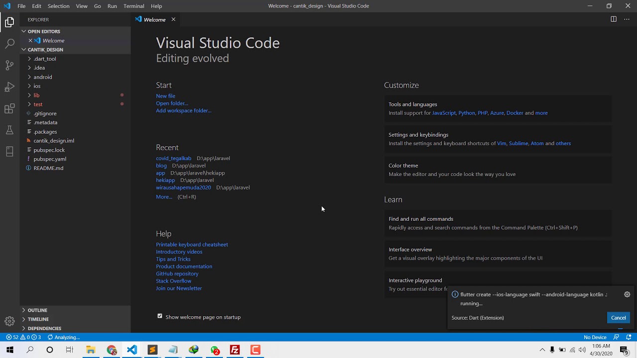 Setup Flutter On Visual Studio Code Youtube