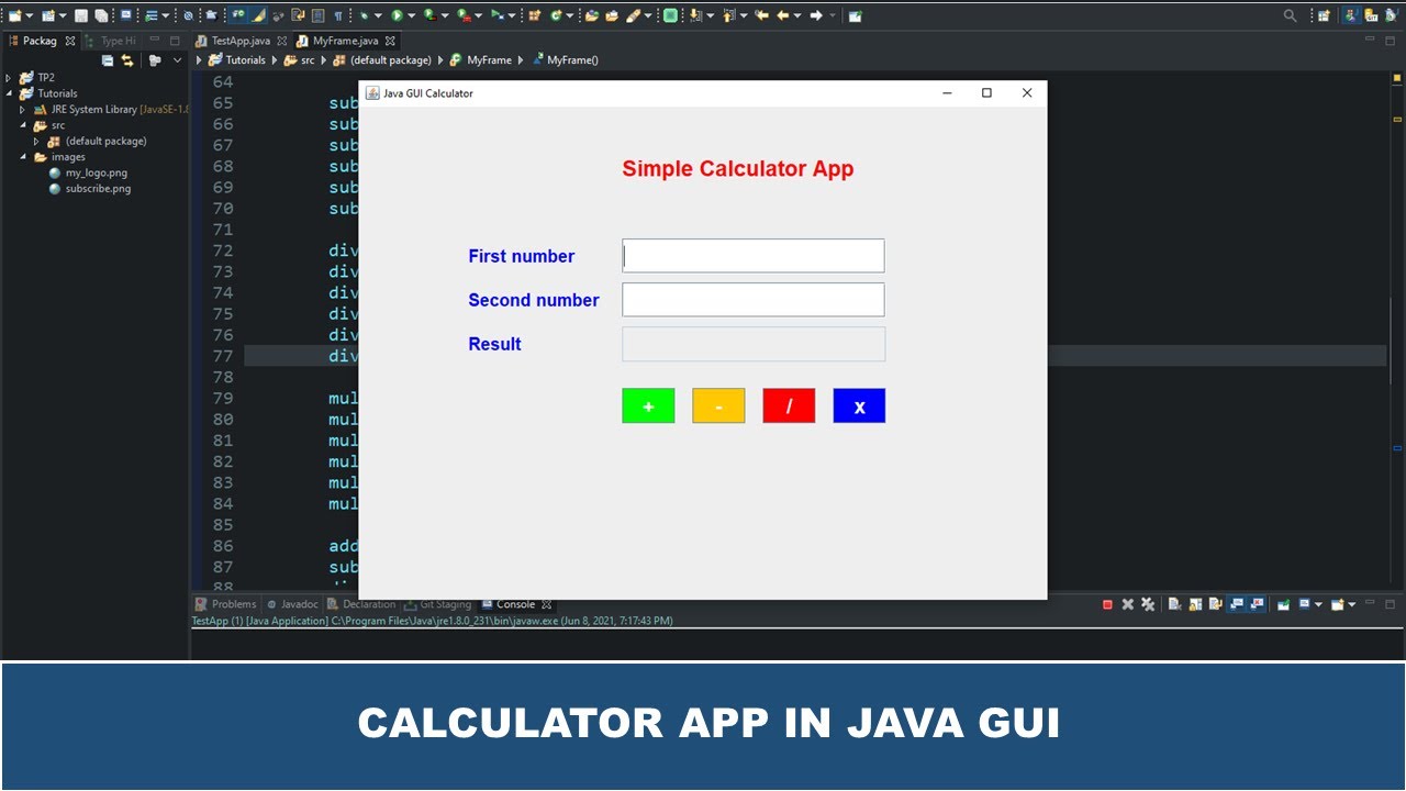 Java Gui Tutorial 38 Make A Calculator App Using Java Gui Youtube