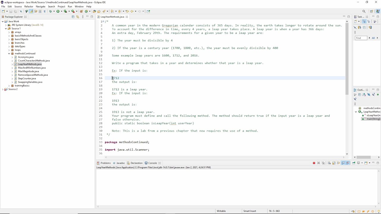 Java Lab Leap Year Methods Youtube