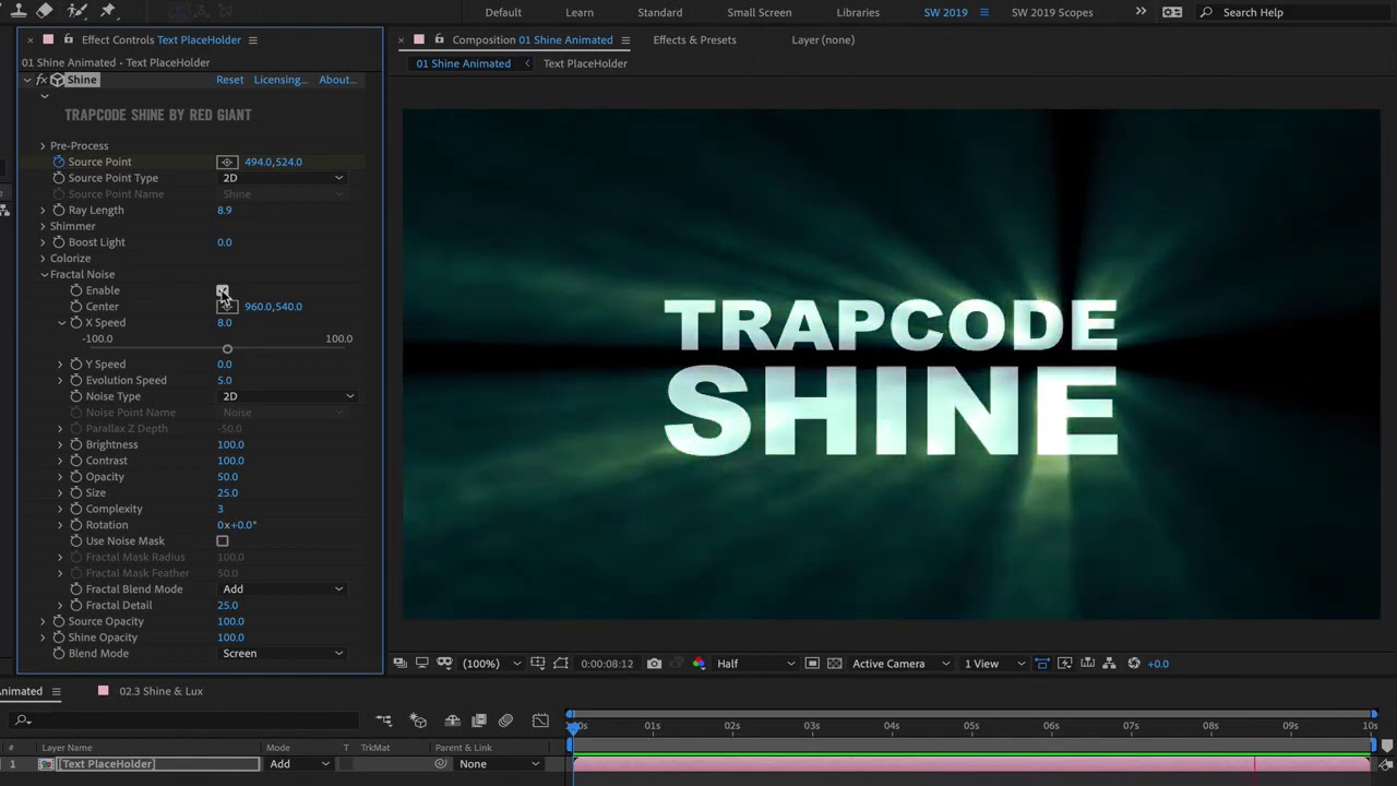 Trapcode Shine Fractal Noise Effects Youtube