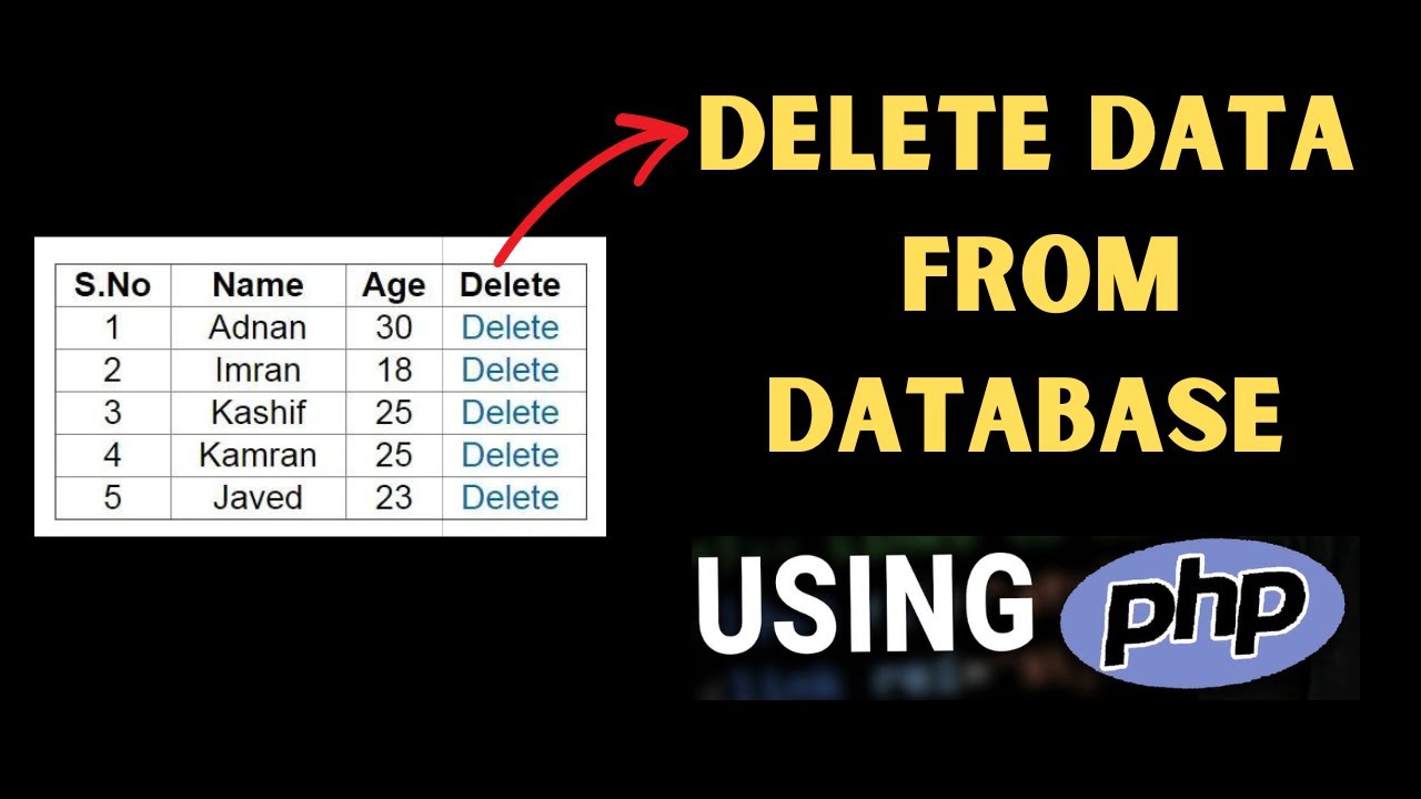 How To Delete Data From Database Using Php Php For Beginners Youtube