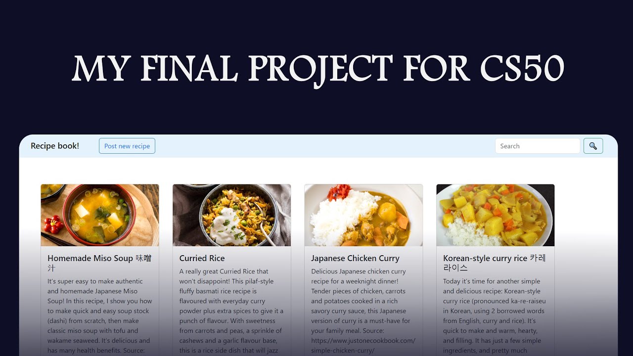 My Final Project For Cs50 The Recipe Book Youtube