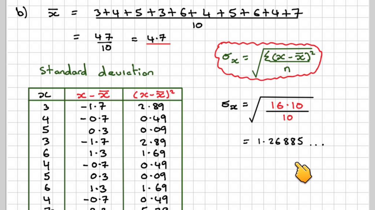 Finding The Mean And Standard Deviation Of A Data Set Youtube
