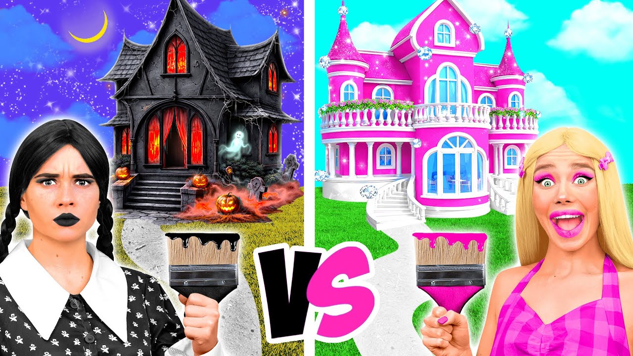 Wednesday Vs Barbie Rumah Satu Warna Tantangan Tantangan Lucu Barada