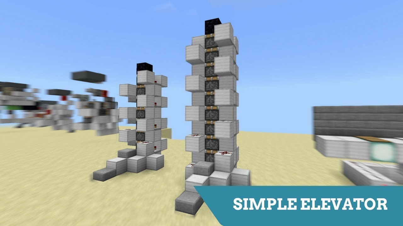 Minecraft Piston Elevator Simple Low Resource Redstone Tutorial