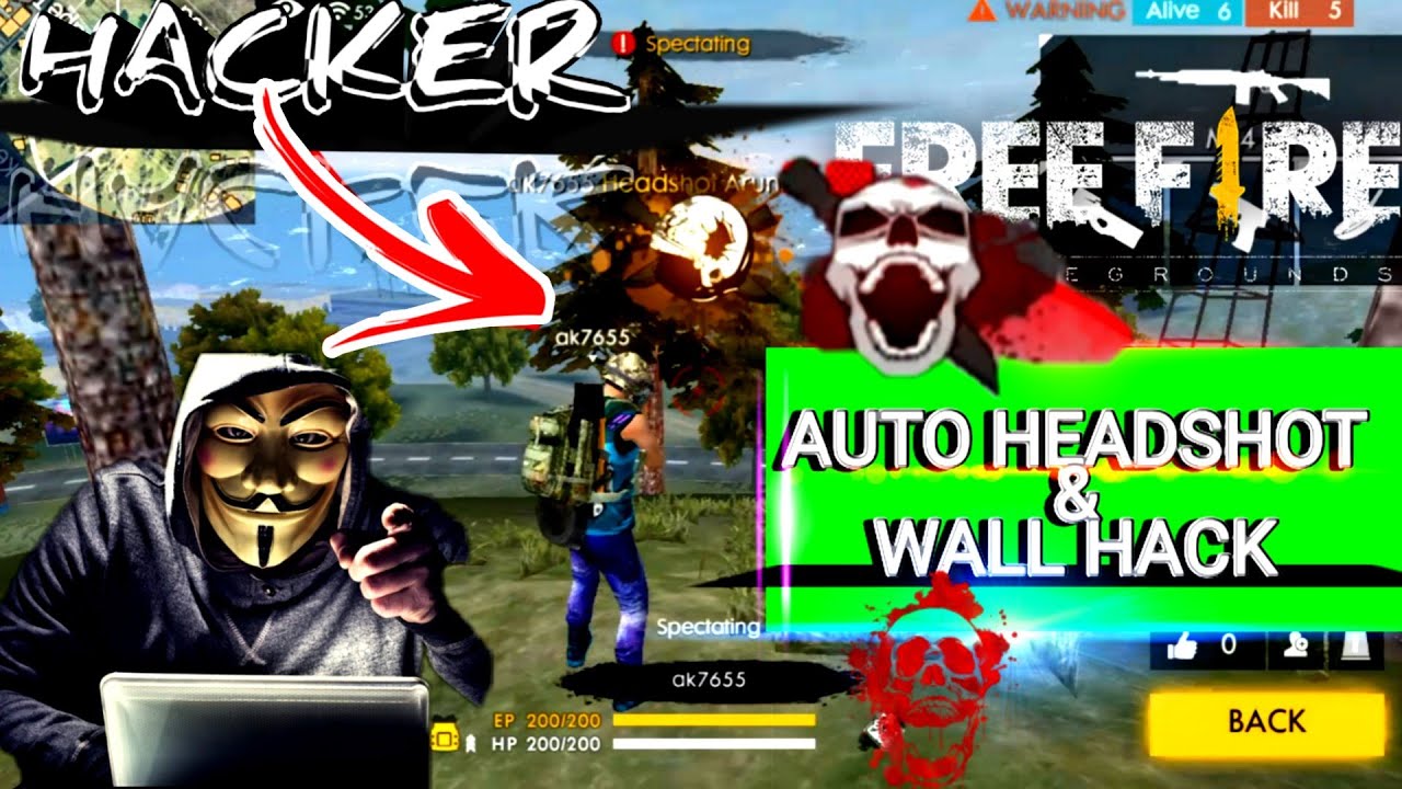 Freefire Hacker In Free Fire Battelground Auto Headshot And Wall