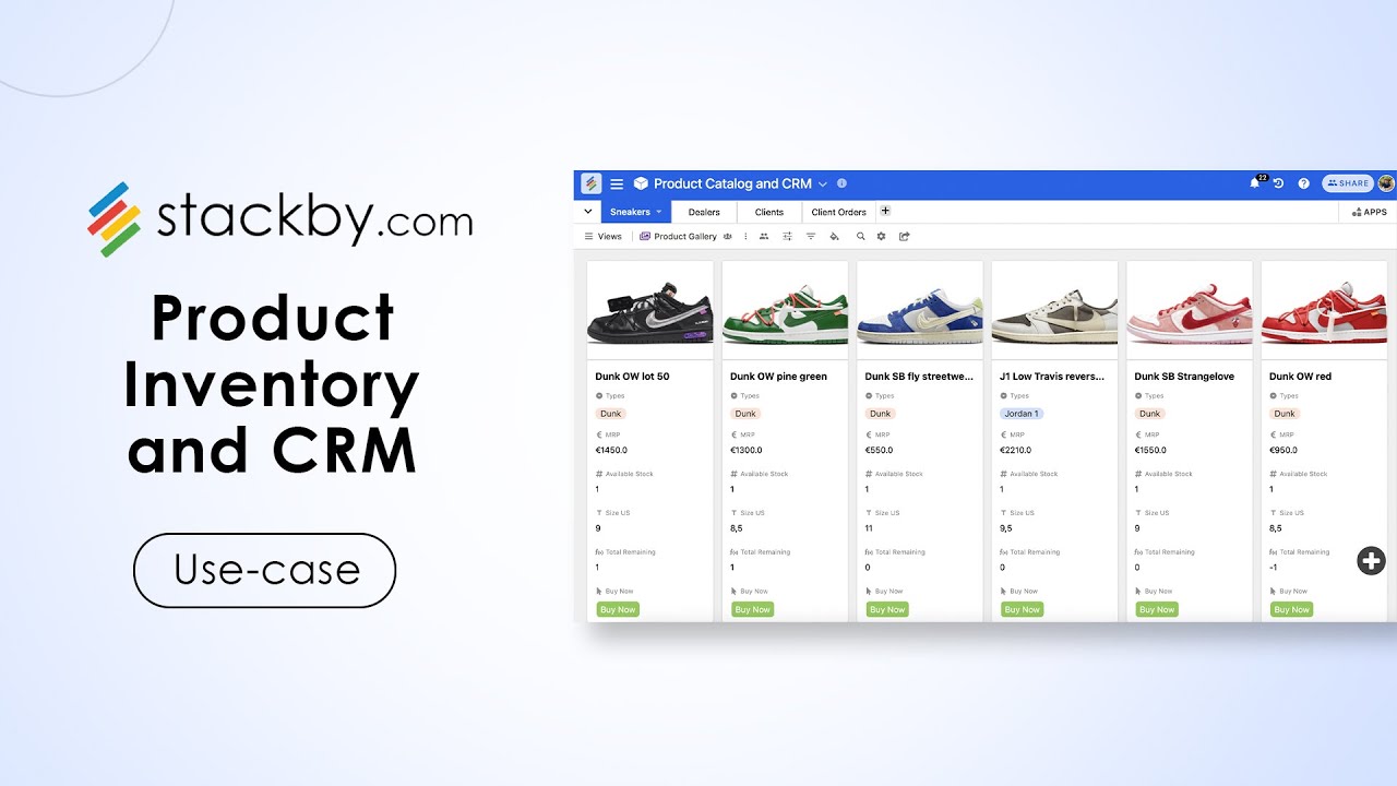 Product Inventory Database And Crm Stackby Use Case Youtube