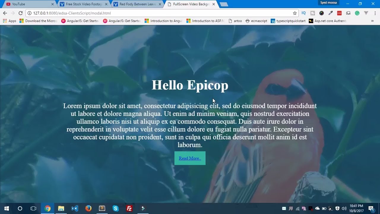 Fullscreen Video Background Using Html Css Youtube