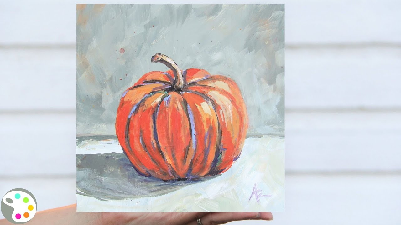 Acrylic Painting Tutorial How To Paint A Pumpkin On Canvas Youtube