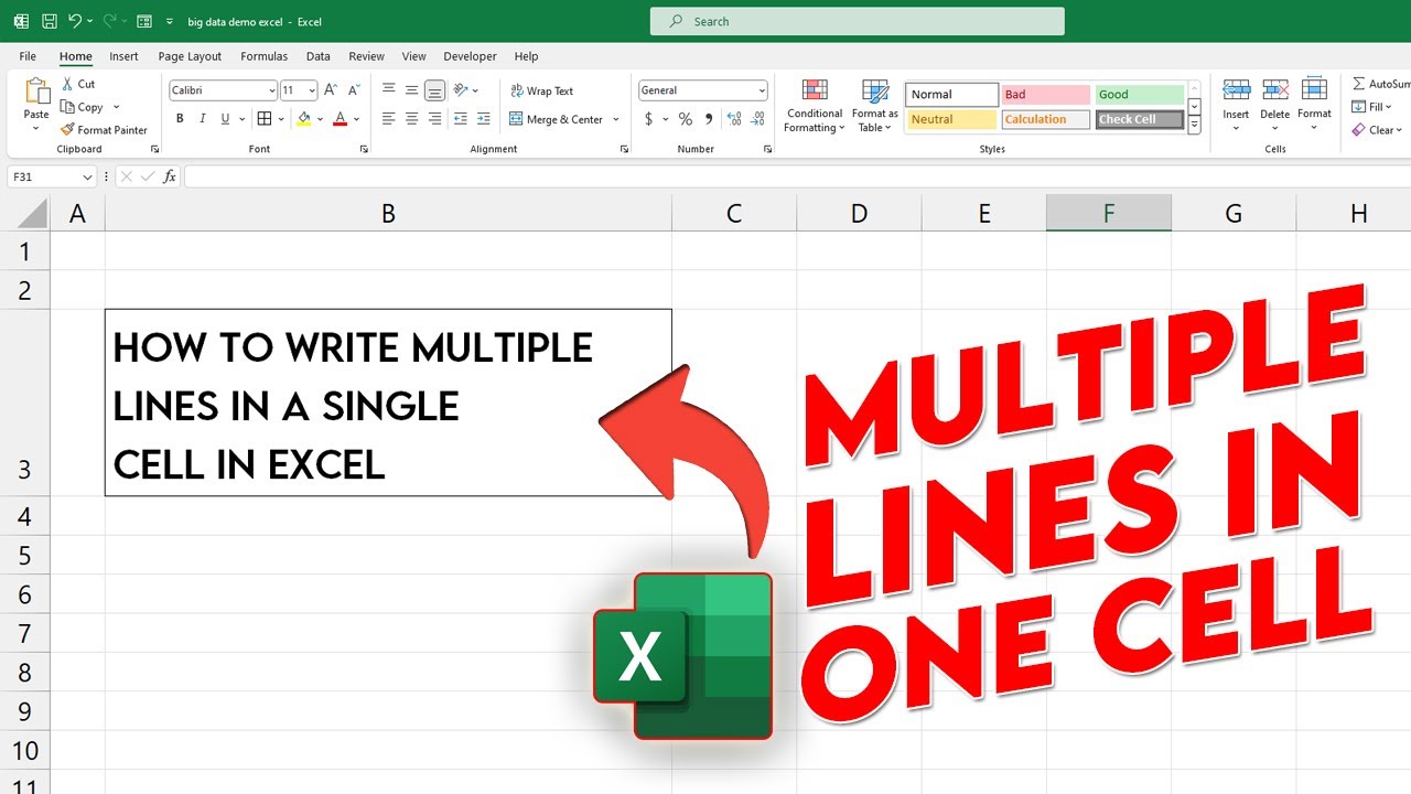How To Write Multiple Lines In One Cell In Microsoft Excel Youtube