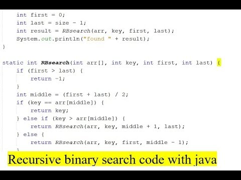 Recursive Binary Search Code With Java Programming Youtube