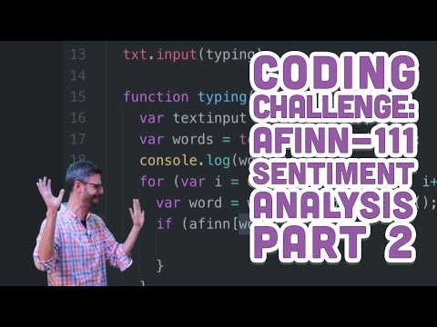 Coding Challenge 44 Afinn 111 Sentiment Analysis Part 2 Youtube