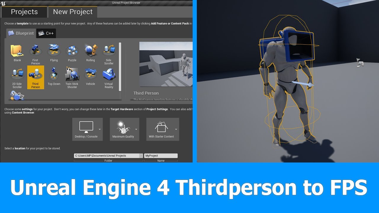 Unreal Engine Thirdperson To First Person Camera Fps Youtube