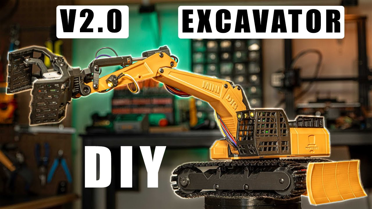 V2 0 3d Printed Rc Excavator Diy Youtube